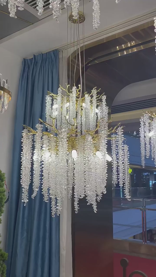 Round Gold Crystal Branch Chandelier | Toplightstore